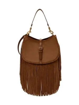 Etro Suede Shoulder Bag With Leather Details - Brown