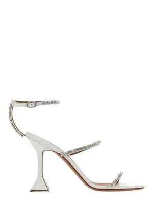 Amina Muaddi Embellished Strappy High Heel Sandals - White