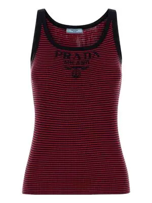Prada Ribbed Striped Tank Top - Blue