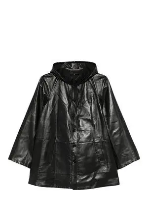 Prada Leather Hooded Jacket - Black