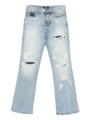 Amiri Distressed Denim Bootcut Jeans - Blue