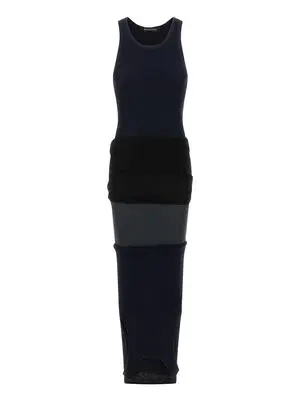 Balenciaga Upside Down Ribbed Cotton Knit Dress - Black