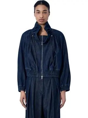 Dries Van Noten Denim High-neck Zip-up Jacket - Blue