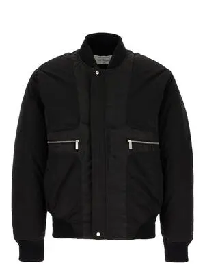 Off-White Bomber Jacket With Zipper Detail - Multicolor