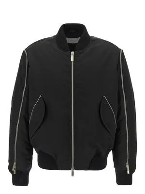 Off-White Bomber Jacket With Zipper Detail - Multicolor