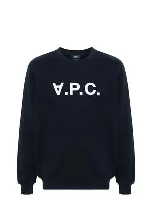 A.p.c. Crewneck Sweatshirt With Flocked Logo - Blue
