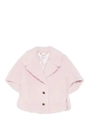 Max Mara MAX MARA Pink Wool Teddy Texture Cape Multicolor