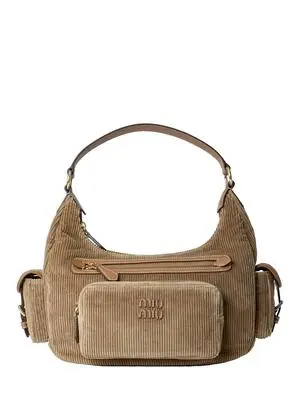 Miu Miu Miu Miu Corduroy Shoulder Bag Brown
