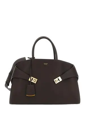 FERRAGAMO Leather Handbag With Gancini Buckles - Multicolor