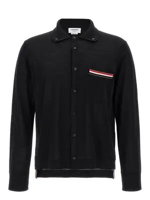 Thom Browne Button Down Wool Cardigan - Black