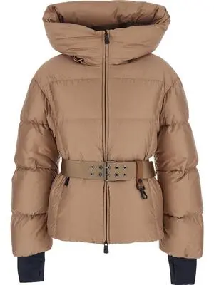 Moncler Down Jacket With Buckled Belt - Multicolor