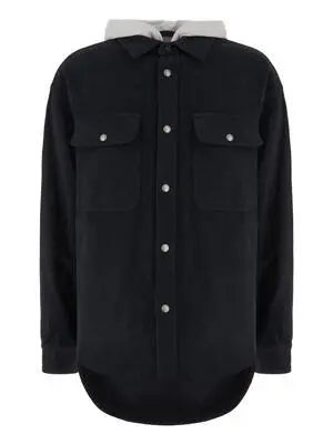 Palm Angels Hooded Shirt Jacket With Embroidered Detail - Multicolor
