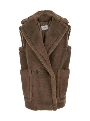 Max Mara Max Mara Brown Fur Vest With Classic Lapels Multicolor