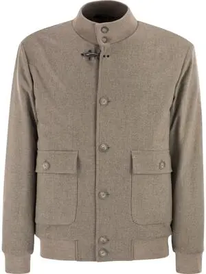 FAY Virgin Wool Bomber Jacket - Cream