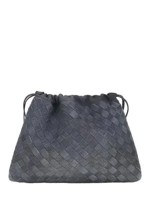Bottega Veneta Suede Calfskin Pouch With Intrecciato Pattern - Blue