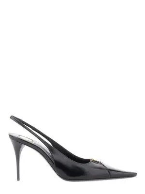Saint Laurent Babylone' Slingback Pumps With Cut-out Toe And Cassandre Plate - Multicolor