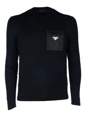 Prada Ribbed Knitwear With Pocket Detail - Multicolor