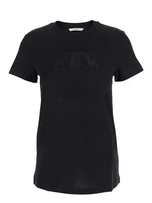 Max Mara Max Mara Crewneck Cotton T-Shirt With Logo Black