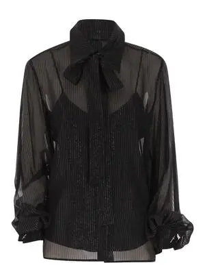 MAX MARA MAX MARA Silk Chiffon Blouse With Lamé Stripe And Removable Tie