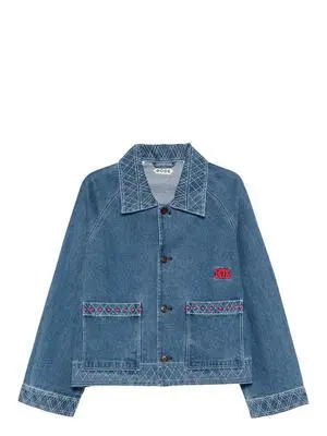 BODE Indigo Embroidered Denim Jacket - Blue