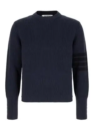 Thom Browne Ribbed Crewneck Pullover With Signature Striping - Multicolor