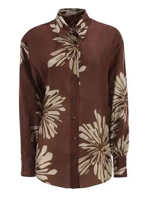 Brunello Cucinelli Silk Floral Print Shirt - Multicolor