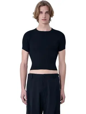 RIER Ribbed Knit Cropped Top - Black