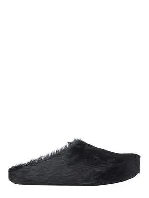Marni Fussbett Long Haired Mules - Black