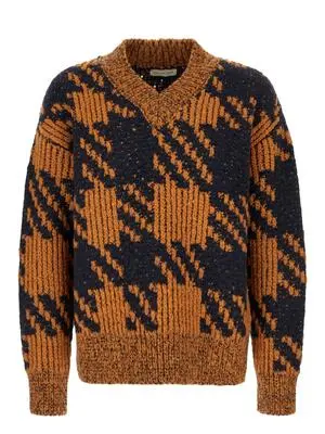 Dries Van Noten Houndstooth V-neck Knitwear - Multicolor