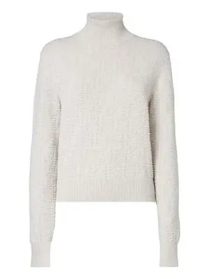 Fendi High-neck Wool And Cashmere Jumper With Ff Polka Dot Embroidery - Gray