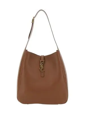 Saint Laurent Le 5 À 7' Shoulder Bag In Hammered Leather - Brown
