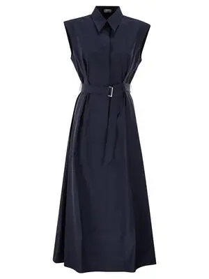 BRUNELLO CUCINELLI BRUNELLO CUCINELLI Long Sleeveless Cotton Dress With Belt