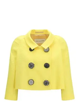 Dries Van Noten Cropped Jacket With Jewel Buttons - Yellow