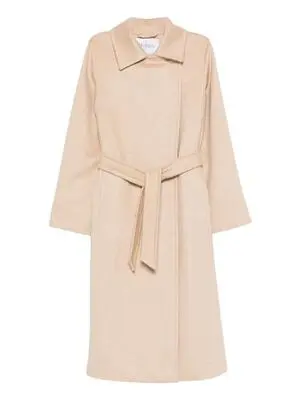 Max Mara MAX MARA Wool Long Coat With Belt And Wide Lapels Multicolor