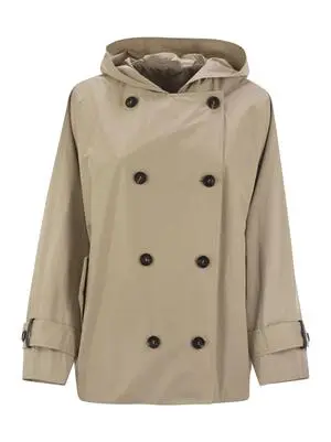 Brunello Cucinelli Techno Cotton Caban With Embellished Detail - Cream