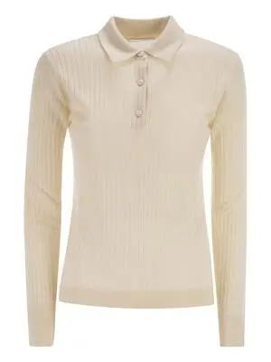 MAX MARA Max Mara Ribbed Knit Polo Shirt In Cashmere And Silk