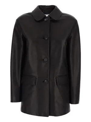 Tagliatore Leather Jacket With Notched Lapel - Brown