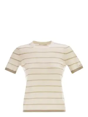 Max Mara Cashmere And Silk Knit Jumper With Embroidered Logo - Multicolor