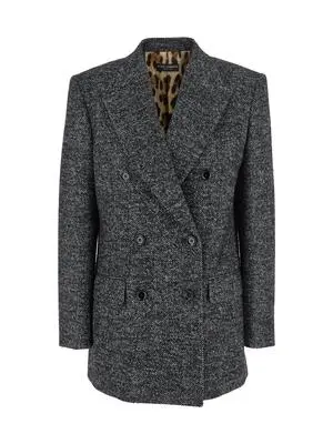 Dolce & Gabbana Double-breasted Peak Lapel Wool Blend Jacket - Multicolor