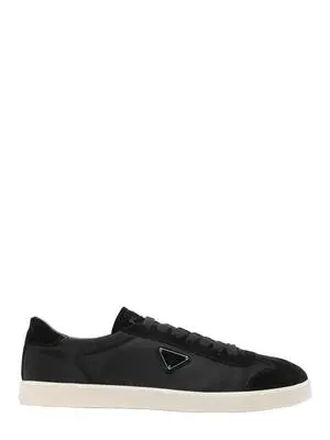 Prada Nylon And Suede Lace-up Sneakers - Black
