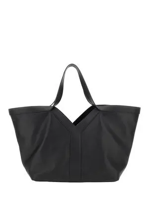 Saint Laurent Leather Shoulder Bag With Hook Closure - Black