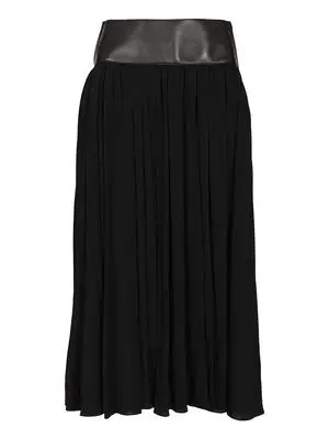 Alaïa Midi Skirt With Nappa Leather Waistband - Black
