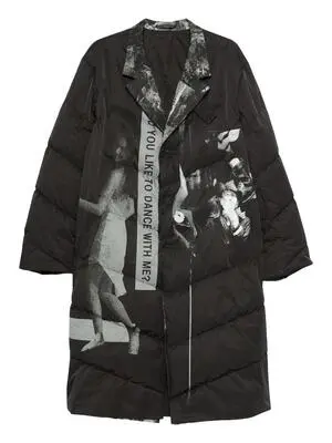 Yohji Yamamoto Quilted Graphic Print Coat - Black