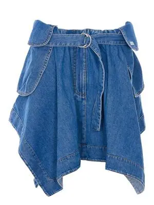 Loewe Asymmetrical Belted Cargo Denim Skirt - Blue
