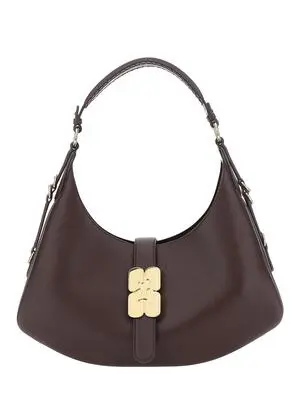 GANNI Kat Piccola" Leather Shoulder Bag With Logo Plate - Multicolor