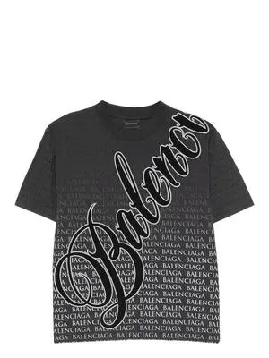 Balenciaga Graphic Logo Print Cotton T-shirt - Black