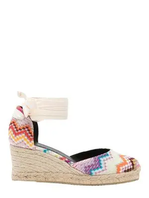 Missoni Chevron Pattern Wedge Espadrilles - Orange