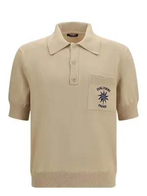 Balmain Cotton Sun-logo Polo - Cream