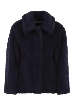Max Mara Cropped Coat In Alpaca, Wool, And Silk Teddy Fabric - Multicolor