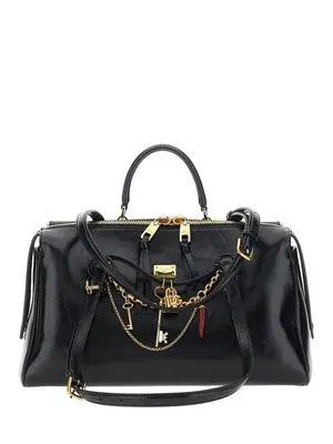 Dolce & Gabbana Leather Shoulder Bag With Chain Detail - Multicolor